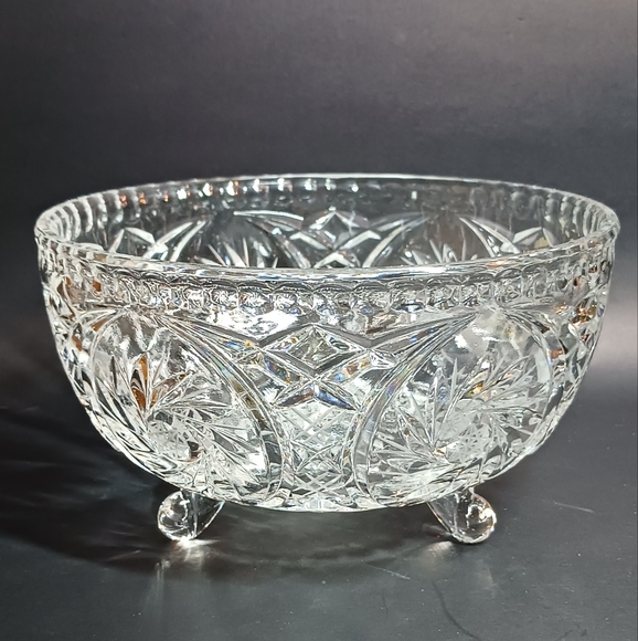 Art | 7 Vintage Brilliant Cut Glass 3 Footed Candy Bowl Clear Crystal ...